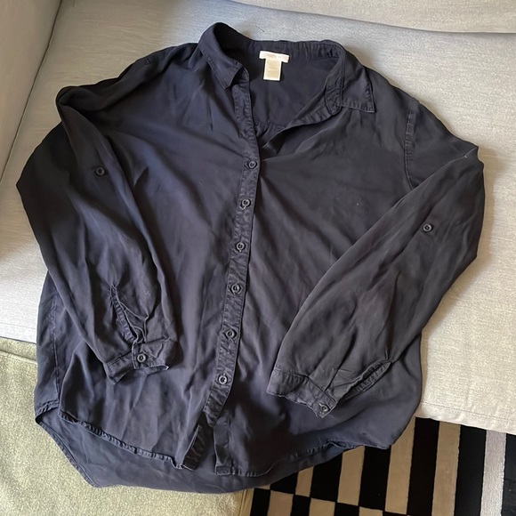 Matty M | Tops | Soft Dark Blue Button Down | Poshmark